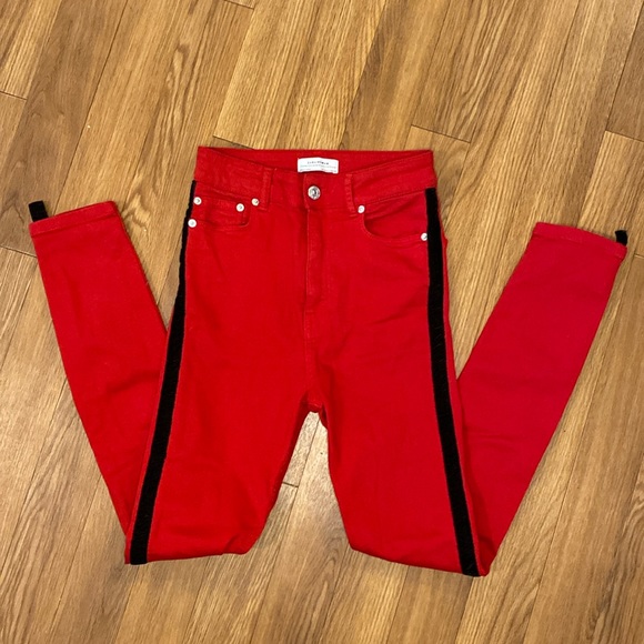 Zara | Pants & Jumpsuits | Zara Red Jeans | Poshmark